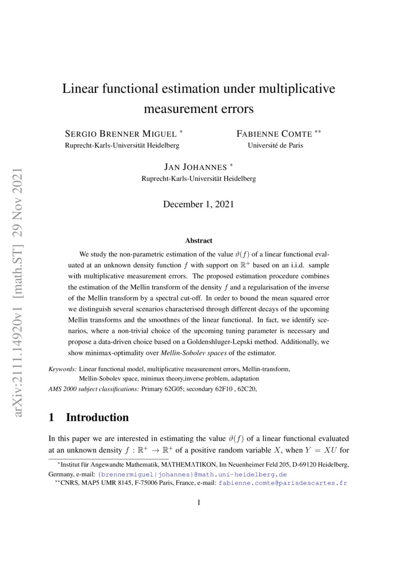Linear Functional Estimation Under Multiplicative Measurement Errors
