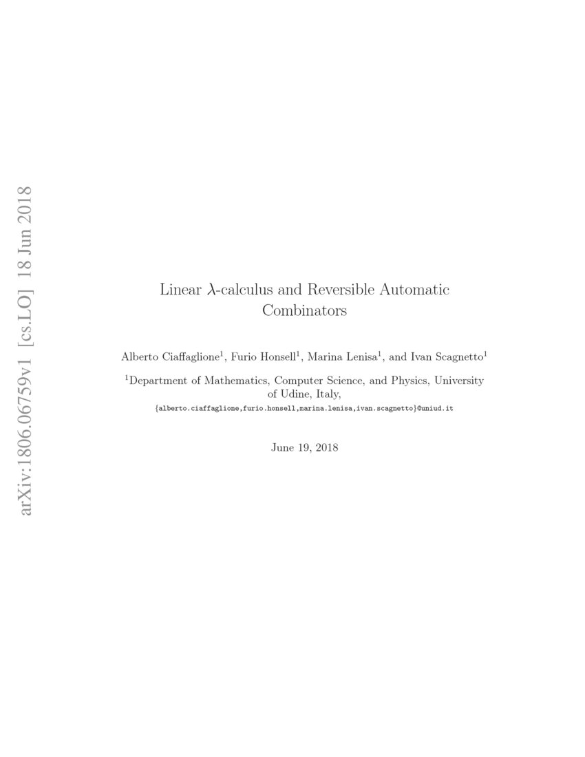 Linear lambda-calculus and Reversible Automatic Combinators | DeepAI