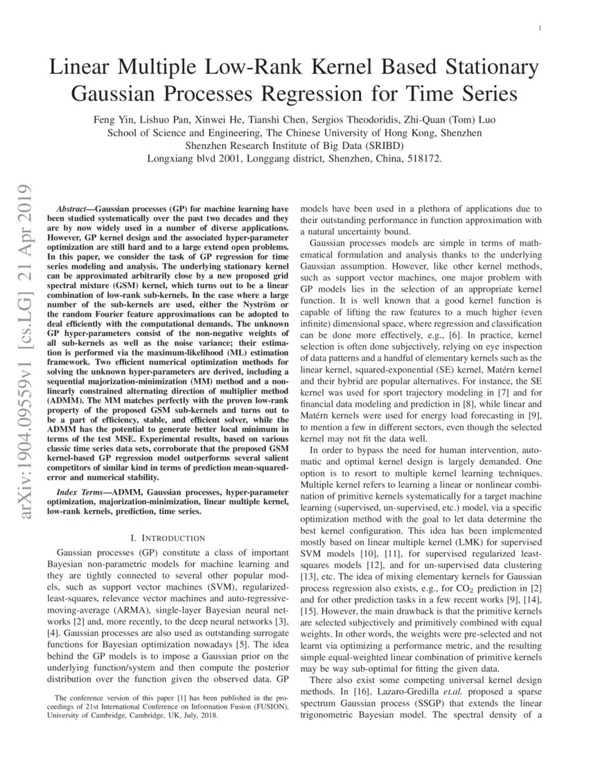 Linear Multiple Low-Rank Kernel Based Stationary Gaussian Processes ... Linear Multiple Low-Rank Kernel Based Stationary Gaussian Processes ...