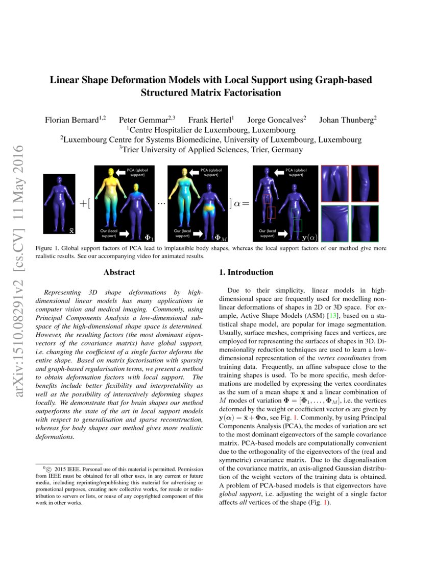 Linear Shape Deformation Models With Local Support Using Graph Based Structured Matrix 