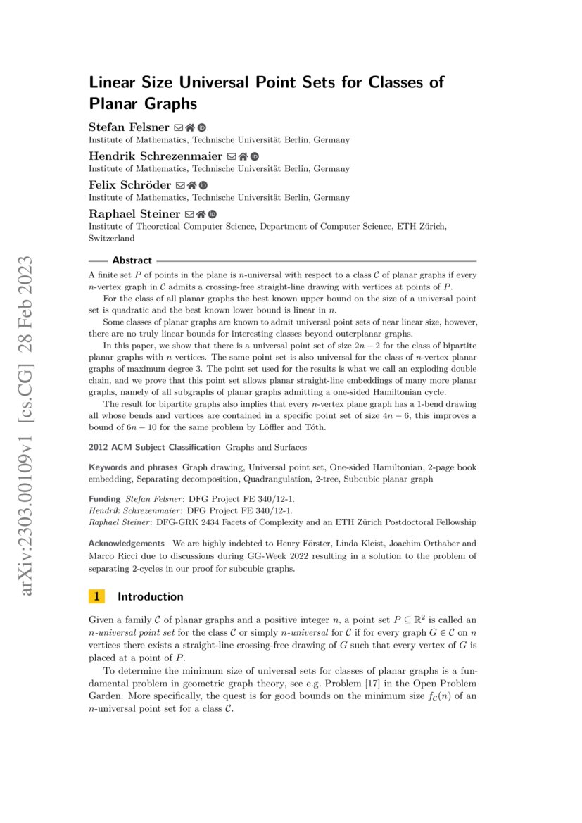 Linear Size Universal Point Sets for Classes of Planar Graphs | DeepAI