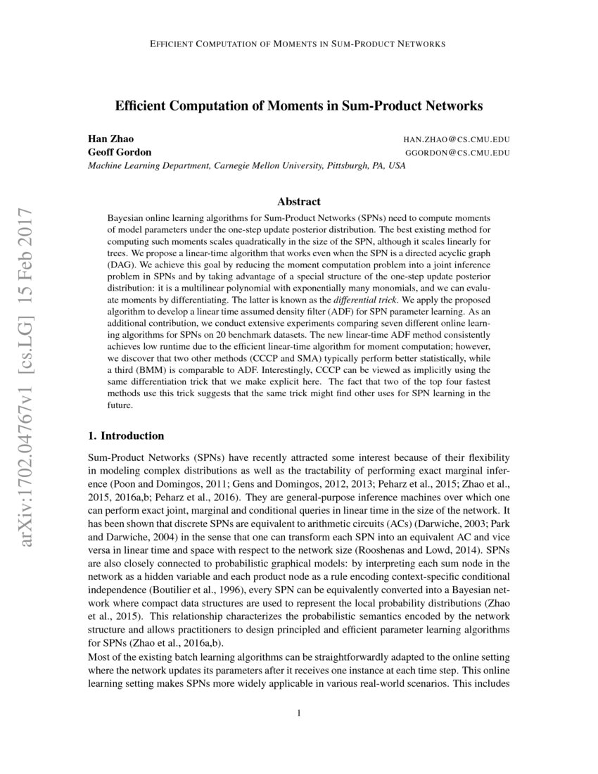 Linear Time Computation Of Moments In Sum Product Networks Deepai 9409