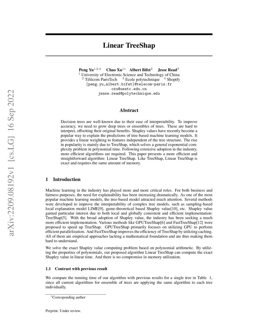 Linear TreeShap | DeepAI