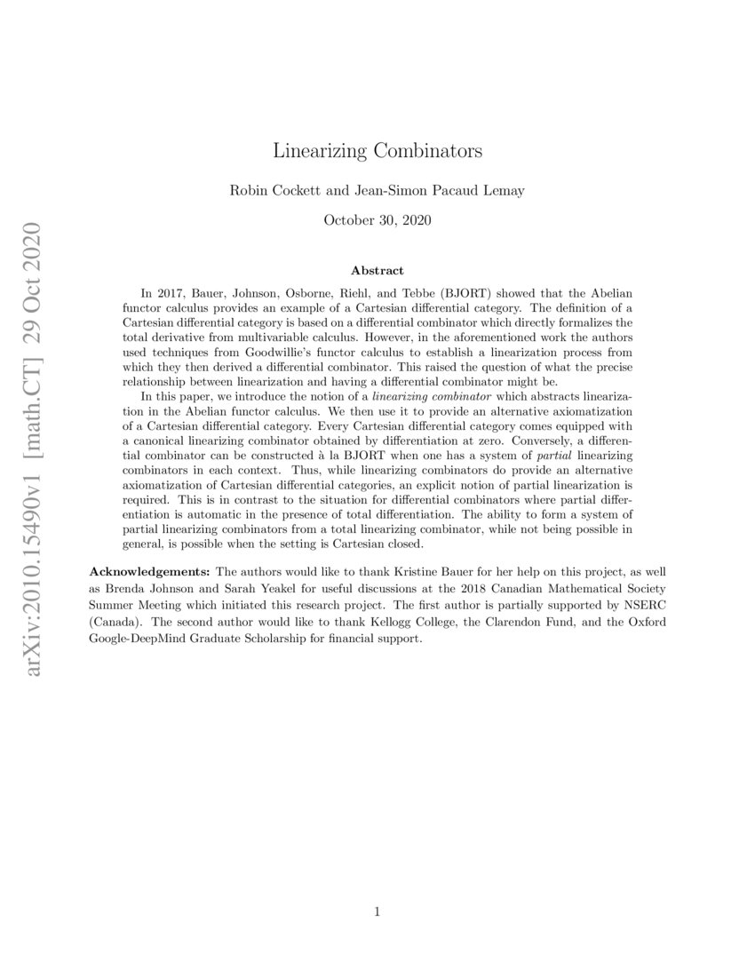 Linearizing Combinators | DeepAI