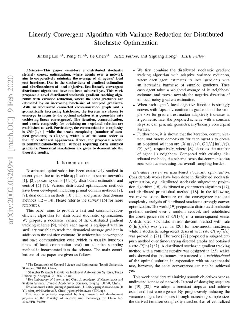 Linearly Convergent Algorithm With Variance Reduction For Distributed Stochastic Optimization