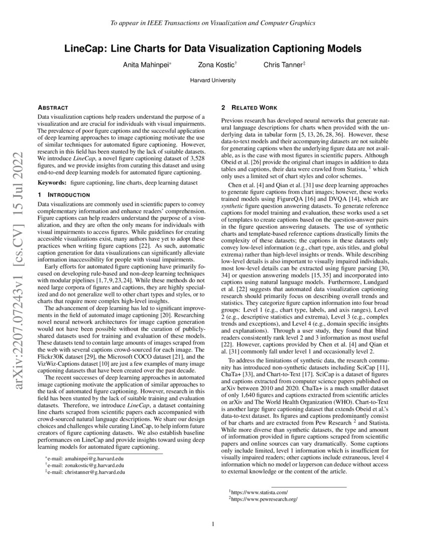 LineCap: Line Charts for Data Visualization Captioning Models | DeepAI