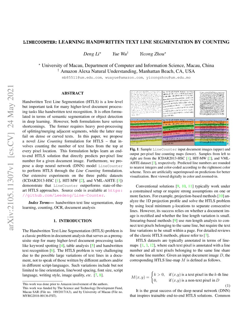 LineCounter: Learning Handwritten Text Line Segmentation by Counting ...