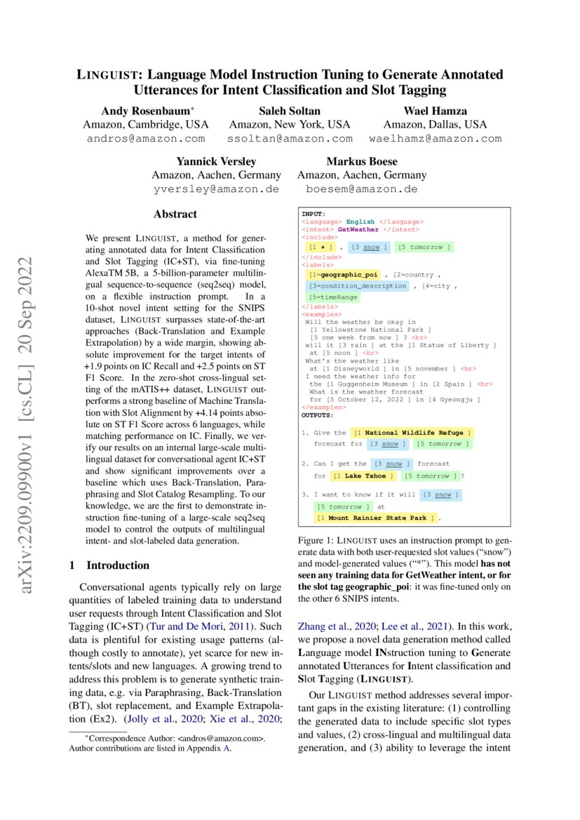 Linguist Language Model Instruction Tuning To Generate Annotated Utterances For Intent