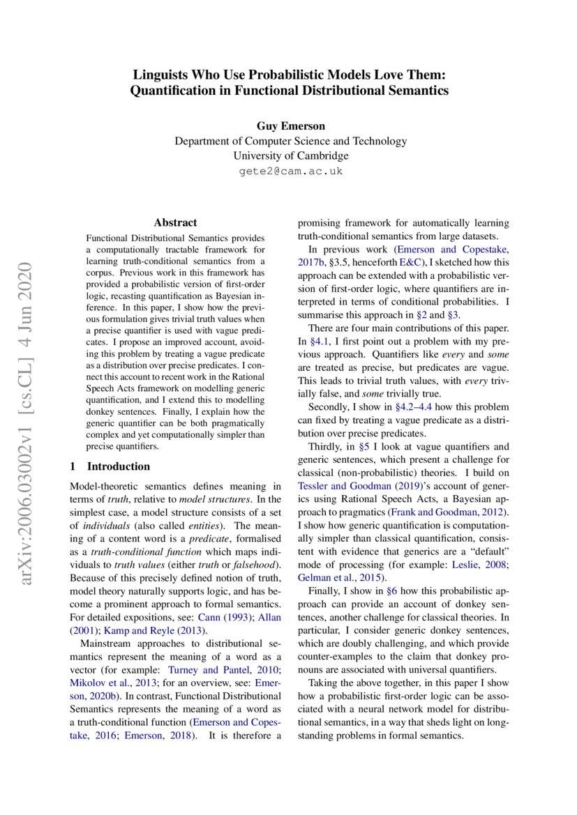 Linguists Who Use Probabilistic Models Love Them: Quantification in Functional Distributional ...