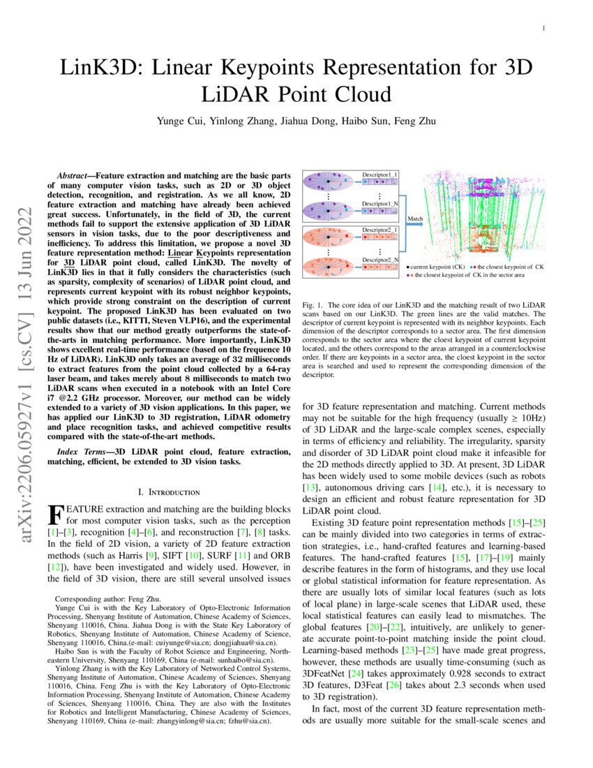 LinK3D: Linear Keypoints Representation for 3D LiDAR Point Cloud | DeepAI