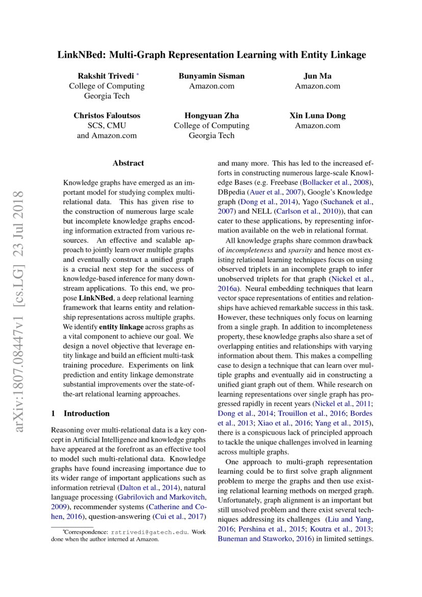 LinkNBed: Multi-Graph Representation Learning with Entity Linkage | DeepAI