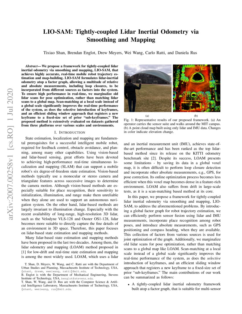 LIO-SAM: Tightly-coupled Lidar Inertial Odometry via Smoothing and ...