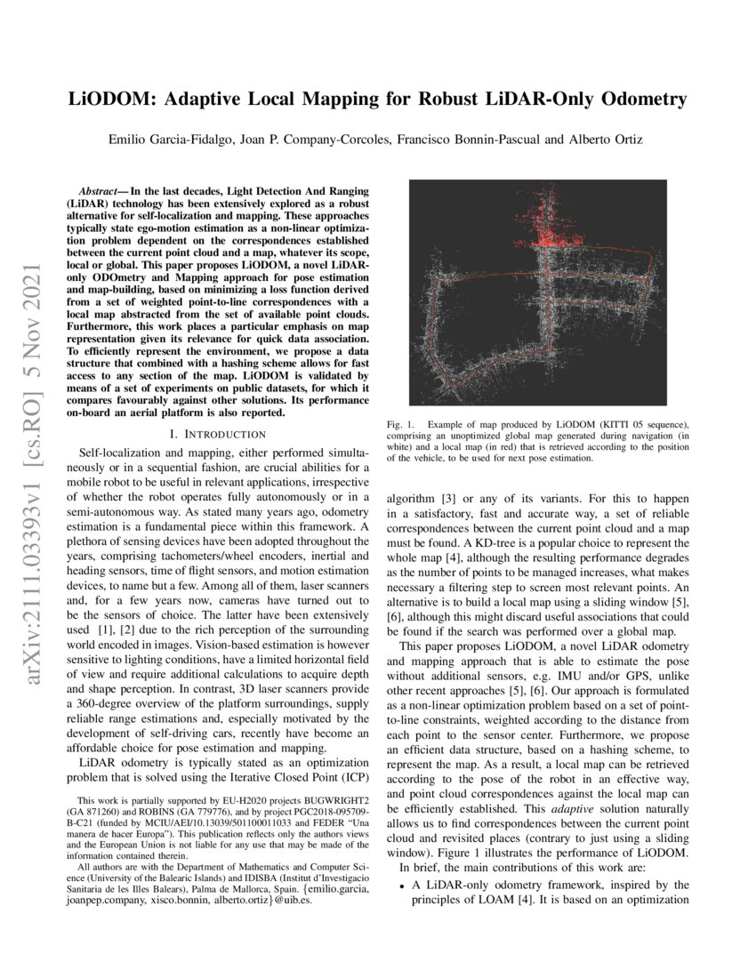 LiODOM: Adaptive Local Mapping for Robust LiDAR-Only Odometry | DeepAI