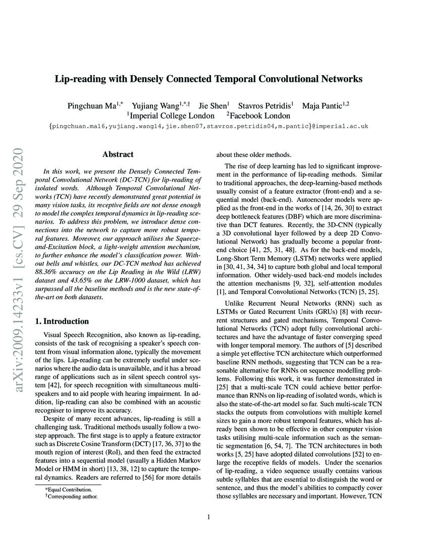 Lip-reading with Densely Connected Temporal Convolutional Networks | DeepAI