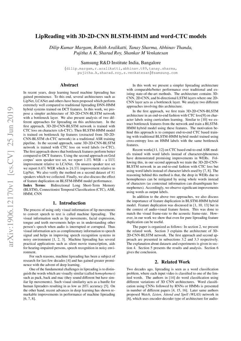 LipReading with 3D-2D-CNN BLSTM-HMM and word-CTC models | DeepAI