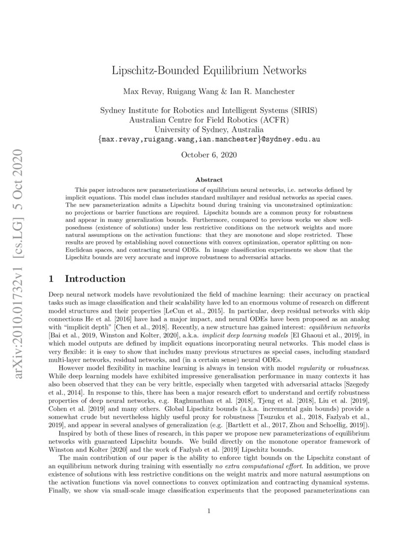 Lipschitz Bounded Equilibrium Networks | DeepAI