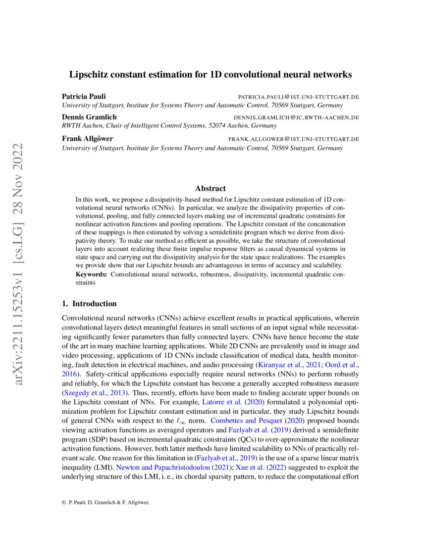 Lipschitz Constant Estimation For 1d Convolutional Neural Networks Deepai 2593