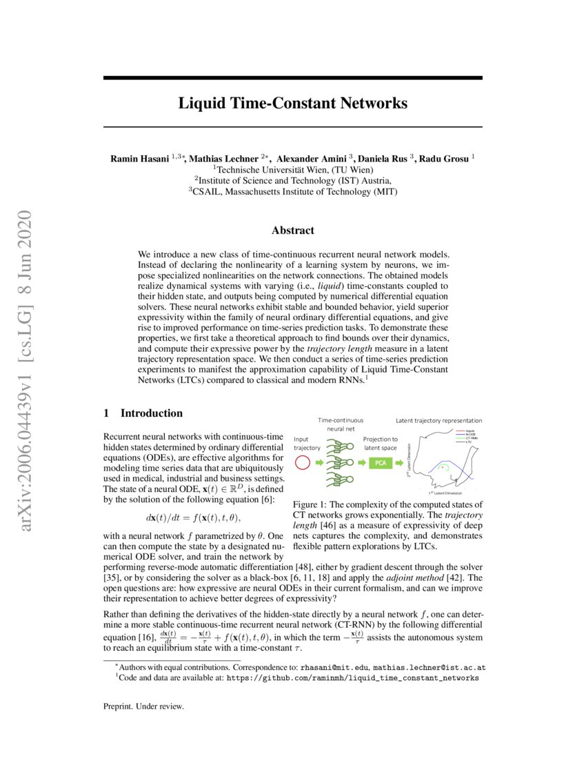 Liquid Time-constant Networks | DeepAI