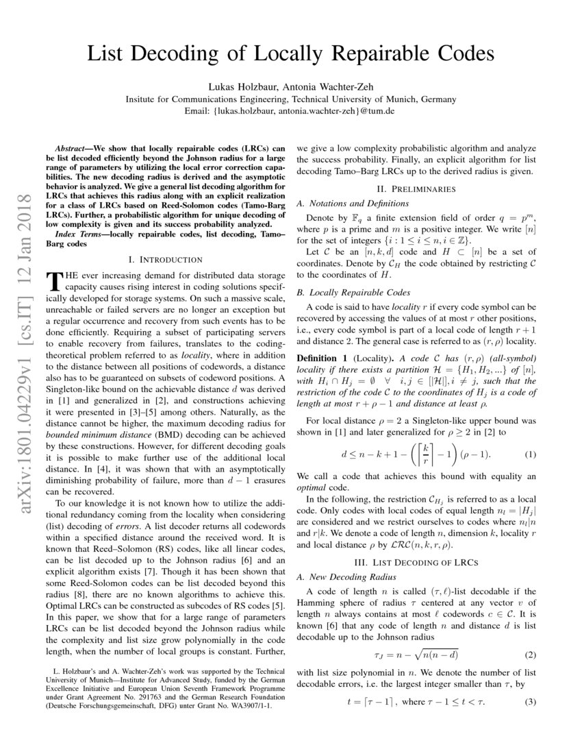 List Decoding of Locally Repairable Codes | DeepAI