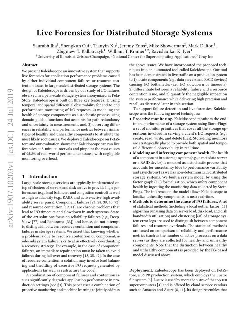 Live Forensics for Distributed Storage Systems | DeepAI