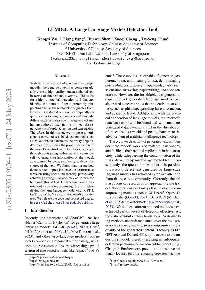 Llmdet A Large Language Models Detection Tool Deepai