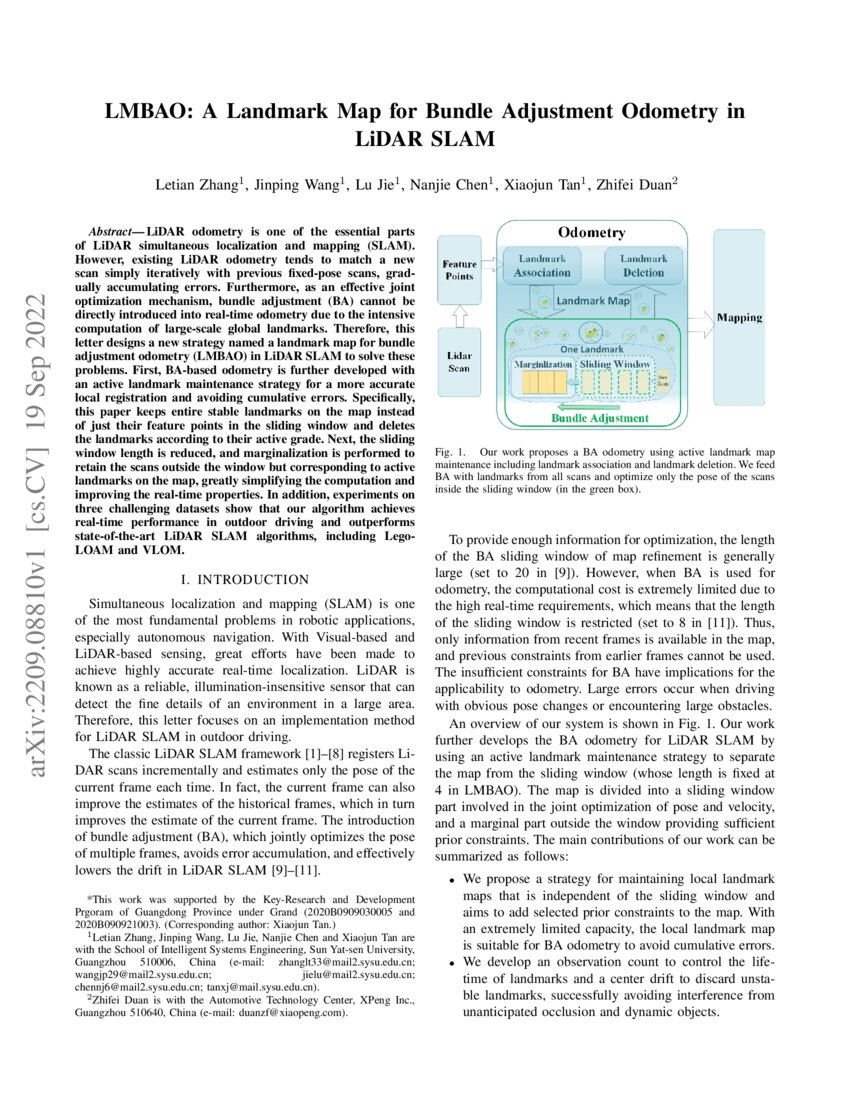 LMBAO: A Landmark Map for Bundle Adjustment Odometry in LiDAR SLAM | DeepAI