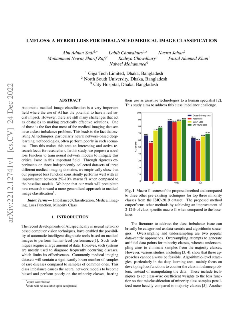 Lmfloss A Hybrid Loss For Imbalanced Medical Image Classification Deepai