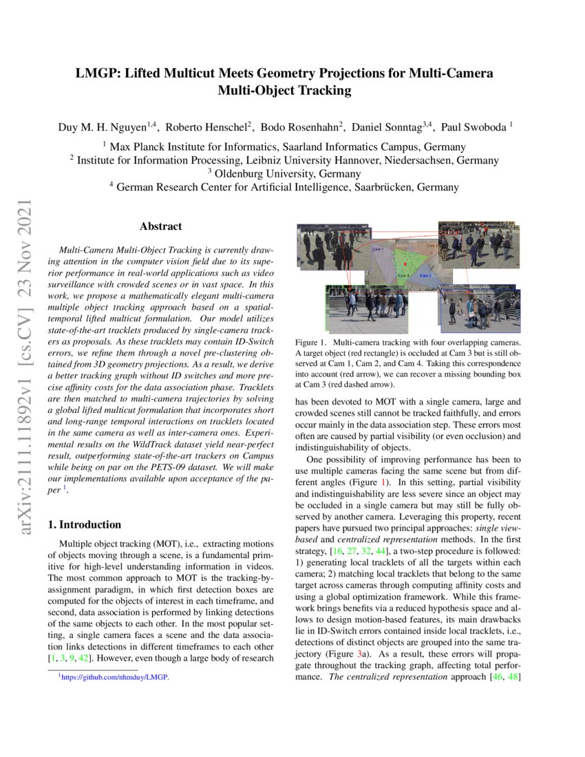 Lmgp Lifted Multicut Meets Geometry Projections For Multi Camera Multi Object Tracking Deepai