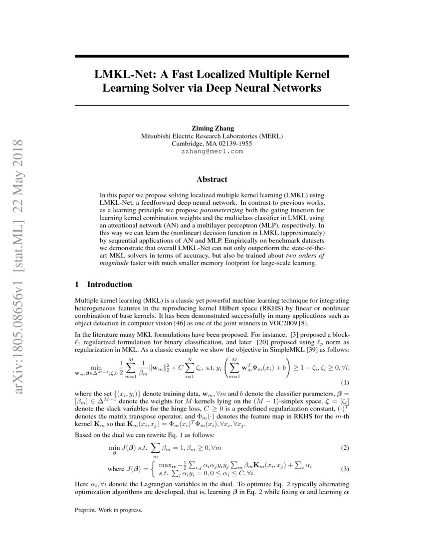 Lmkl Net A Fast Localized Multiple Kernel Learning Solver Via Deep Neural Networks Deepai