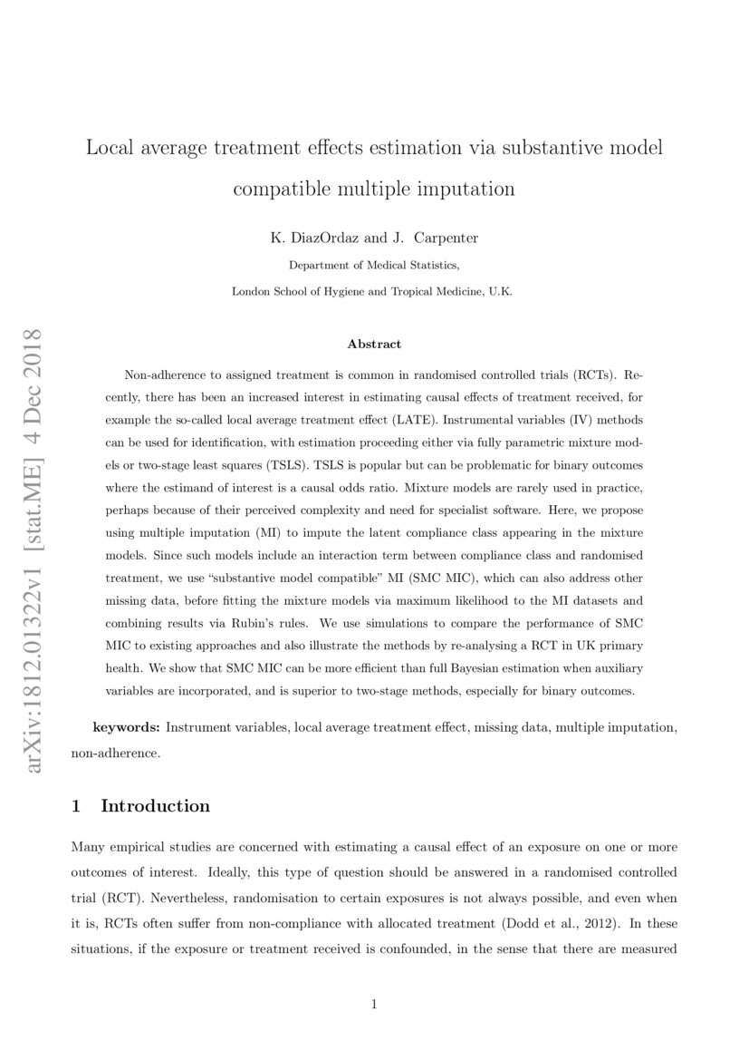 Local Average Treatment Effects Estimation Via Substantive Model