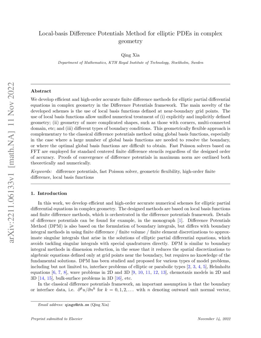 Local-basis Difference Potentials Method for elliptic PDEs in complex geometry | DeepAI