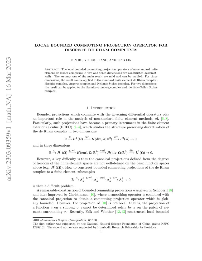 Local Bounded Commuting Projection Operator for Discrete de Rham ...
