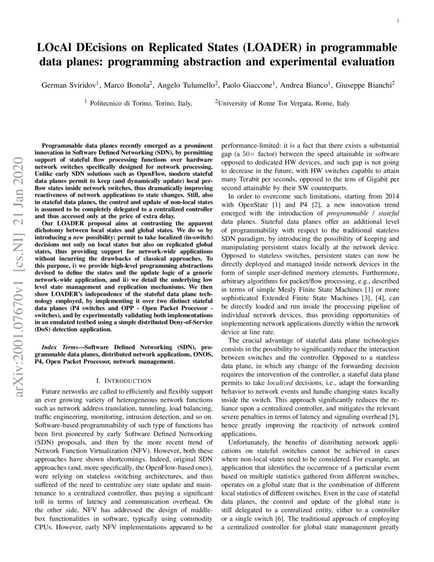 Local Decisions On Replicated States Loader In Programmable Data Planes Programming