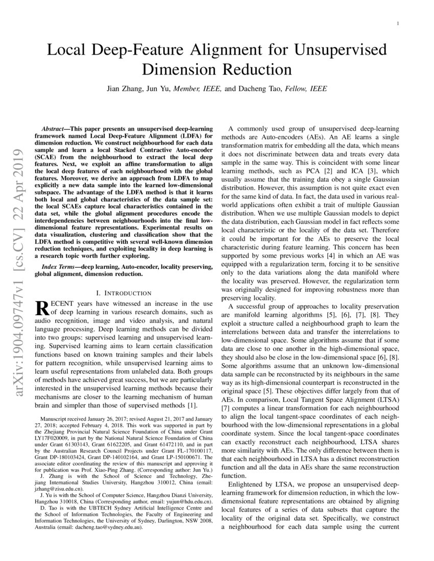 Local Deep-Feature Alignment for Unsupervised Dimension Reduction | DeepAI