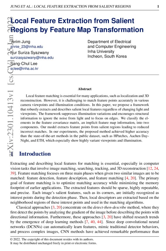Local Feature Extraction From Salient Regions By Feature Map