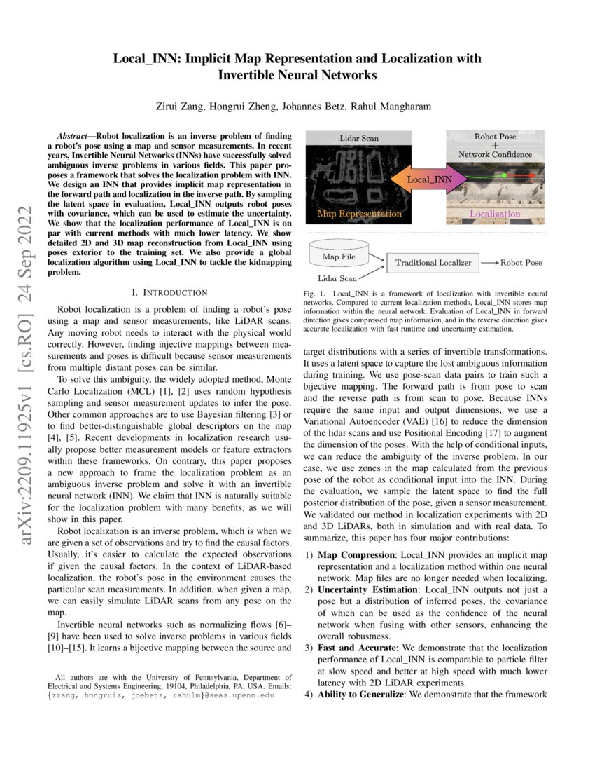 Local Inn Implicit Map Representation And Localization With Invertible Neural Networks Deepai