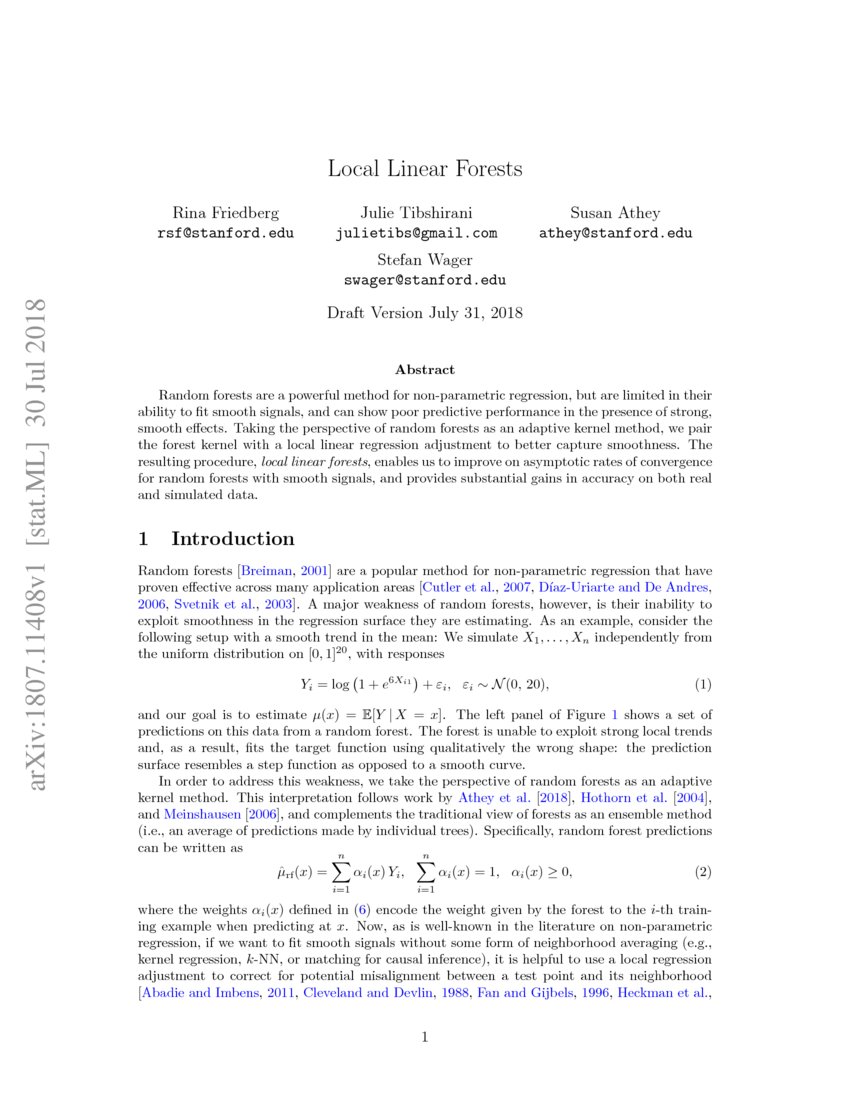 Local Linear Forests | DeepAI