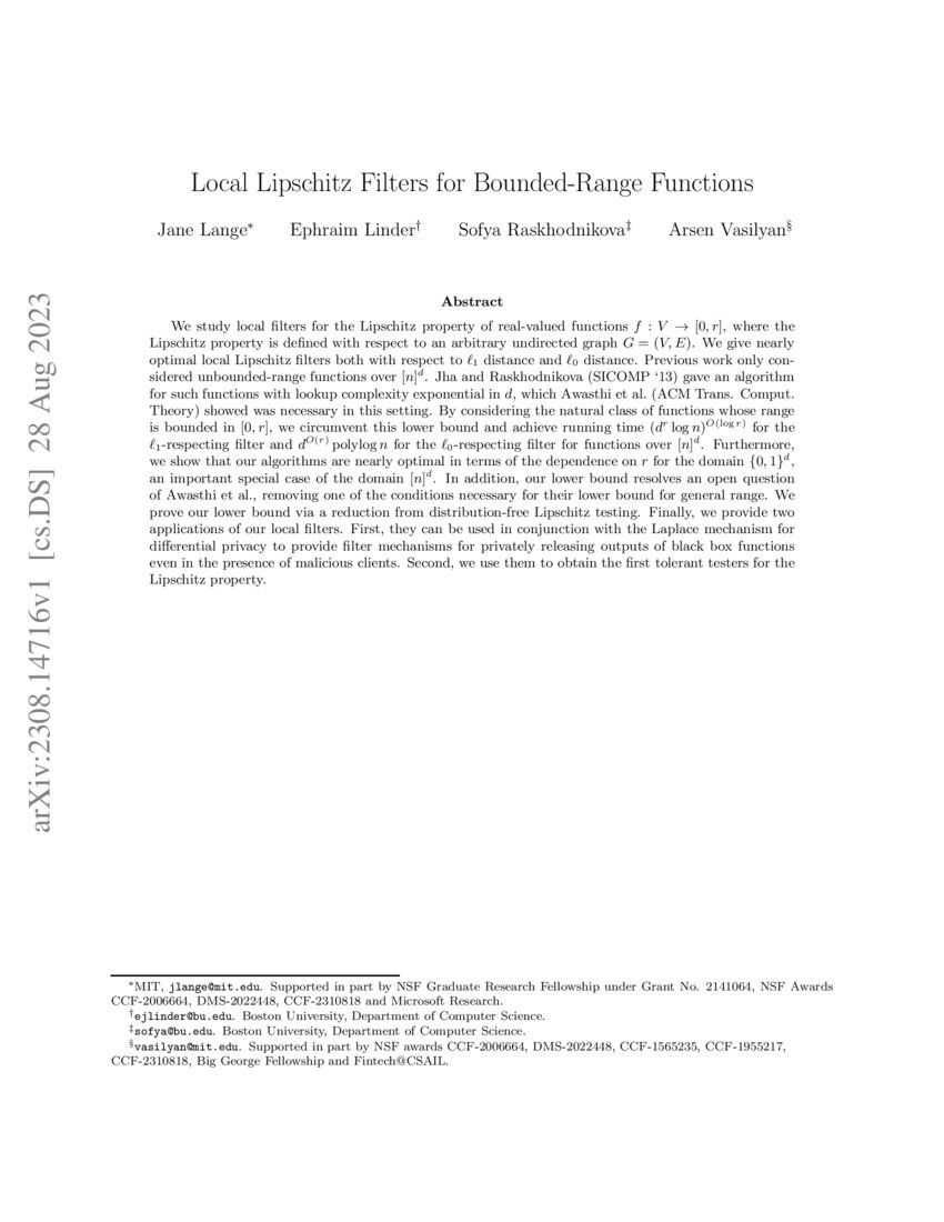 Local Lipschitz Filters For Bounded Range Functions Deepai