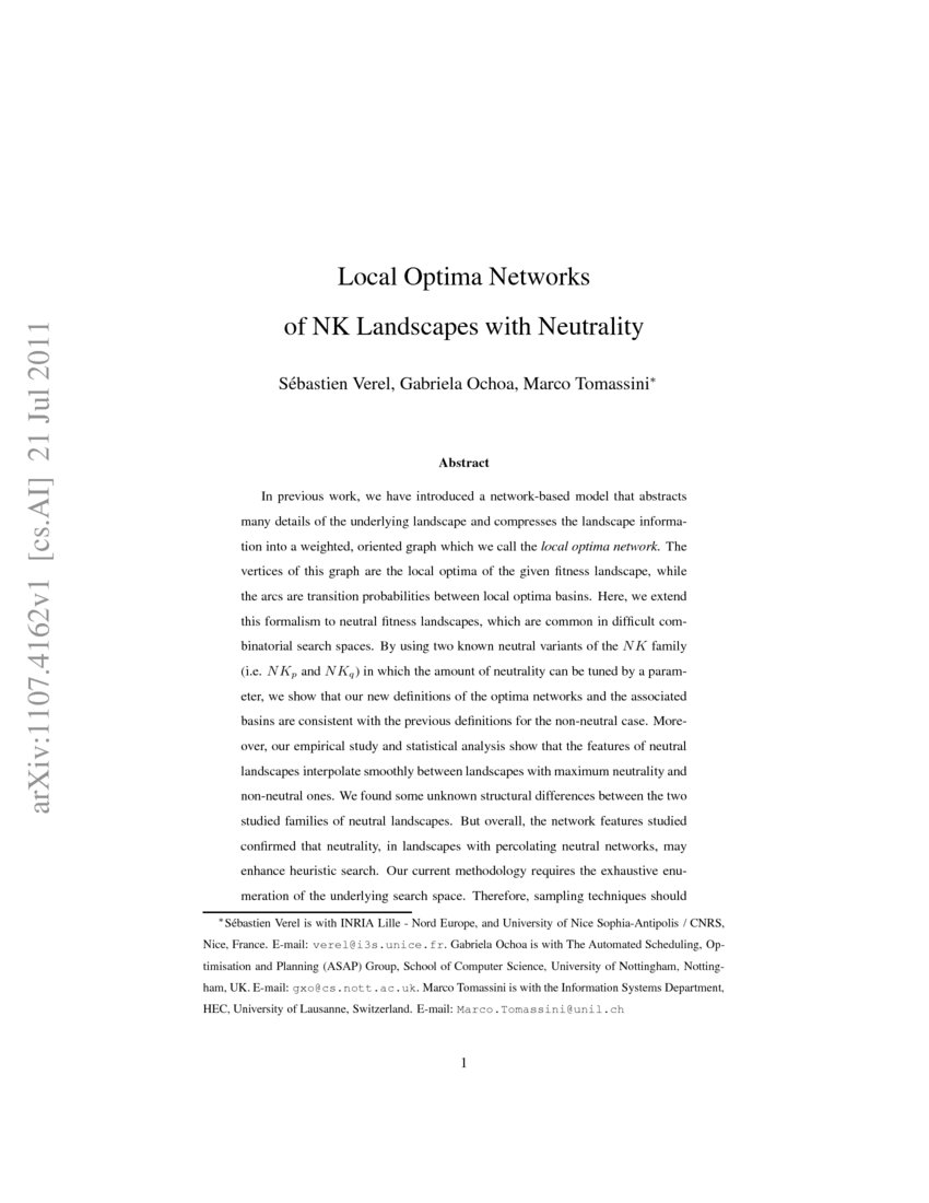 Local Optima Networks of NK Landscapes with Neutrality | DeepAI