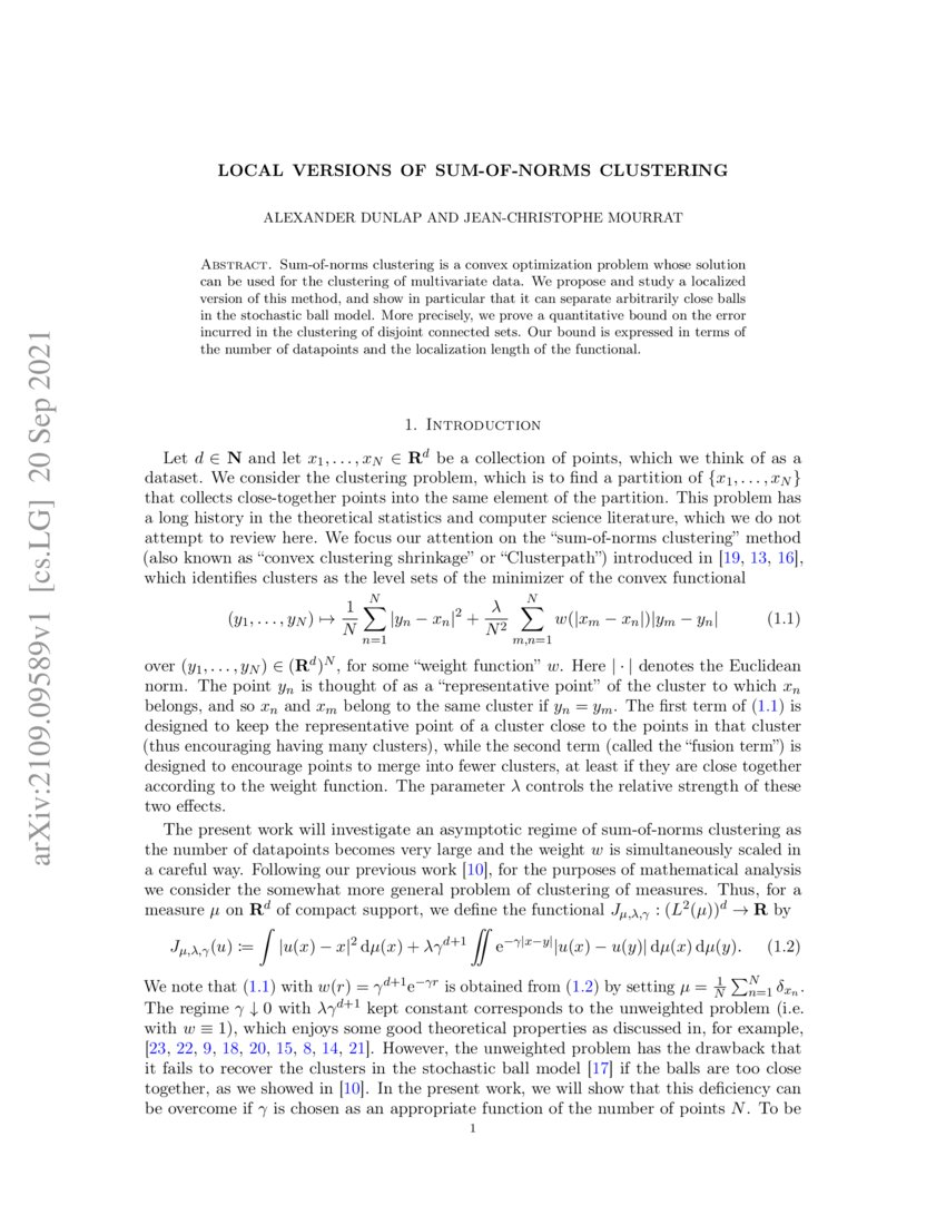 Local Versions Of Sum Of Norms Clustering Deepai 7150