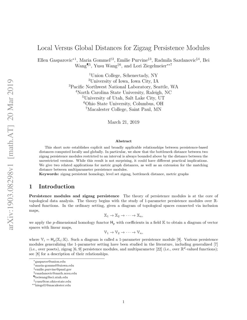 Local Versus Global Distances for Zigzag Persistence Modules | DeepAI