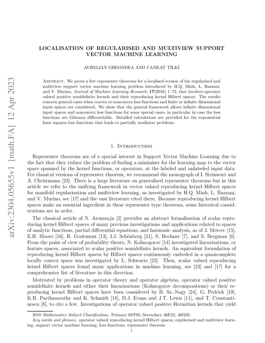 Localisation Of Regularised And Multiview Support Vector Machine Learning Deepai
