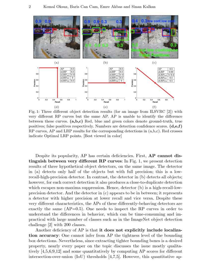 Localization Recall Precision (LRP): A New Performance Metric for ...