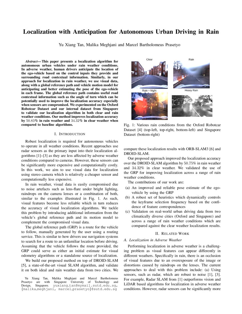 Localization With Anticipation For Autonomous Urban Driving In Rain Deepai