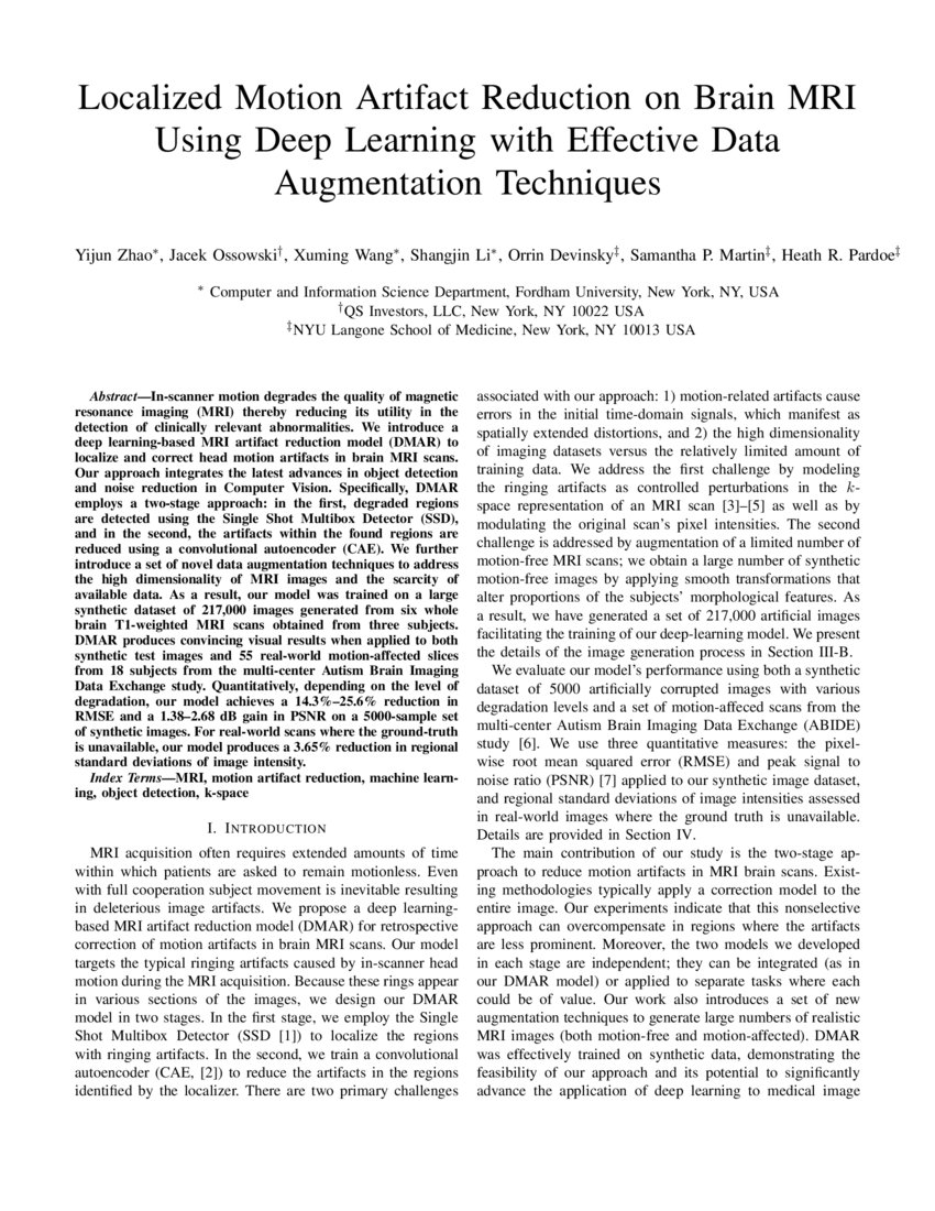 Localized Motion Artifact Reduction On Brain Mri Using Deep Learning With Effective Data