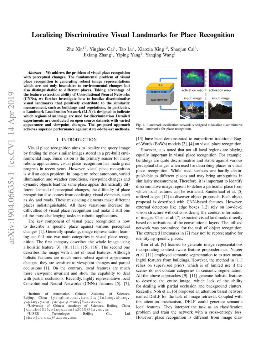 Localizing Discriminative Visual Landmarks for Place Recognition | DeepAI