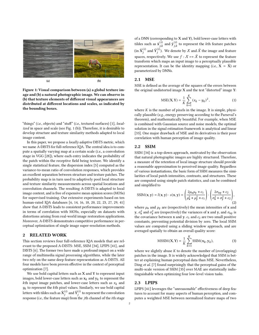 Locally Adaptive Structure and Texture Similarity for Image Quality Assessment | DeepAI