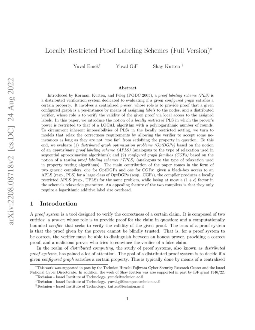 Locally Restricted Proof Labeling Schemes Full Version Deepai 