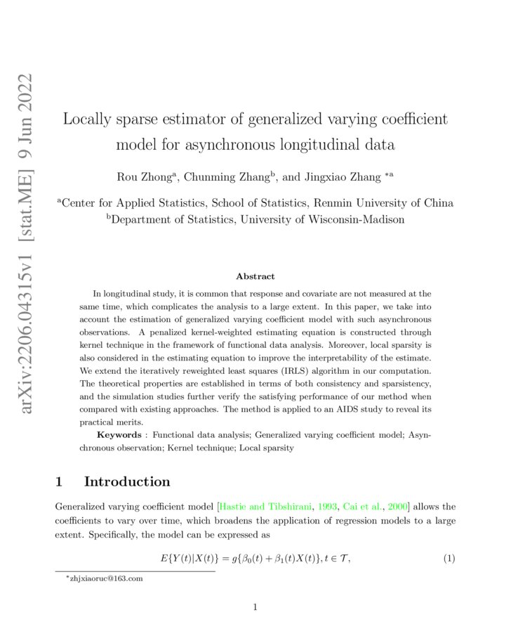 Locally Sparse Estimator Of Generalized Varying Coefficient Model For Asynchronous Longitudinal 