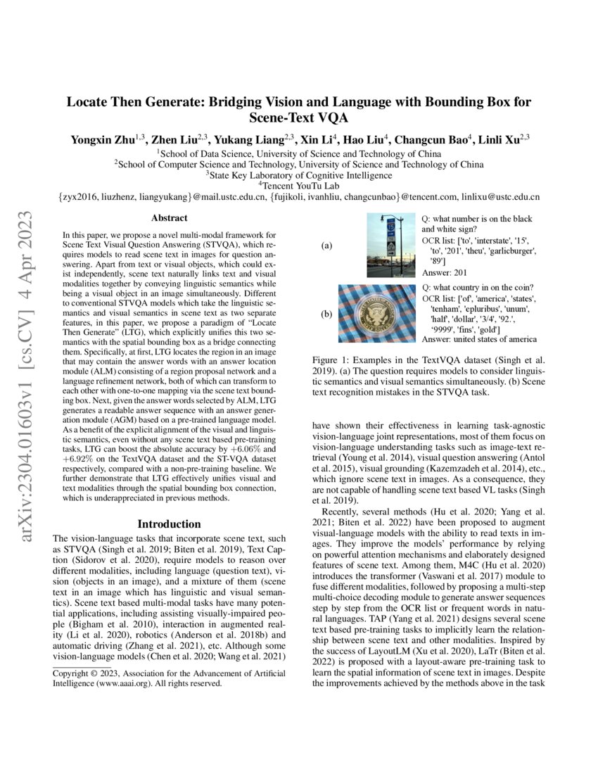 Locate Then Generate: Bridging Vision and Language with Bounding Box for Scene-Text VQA | DeepAI